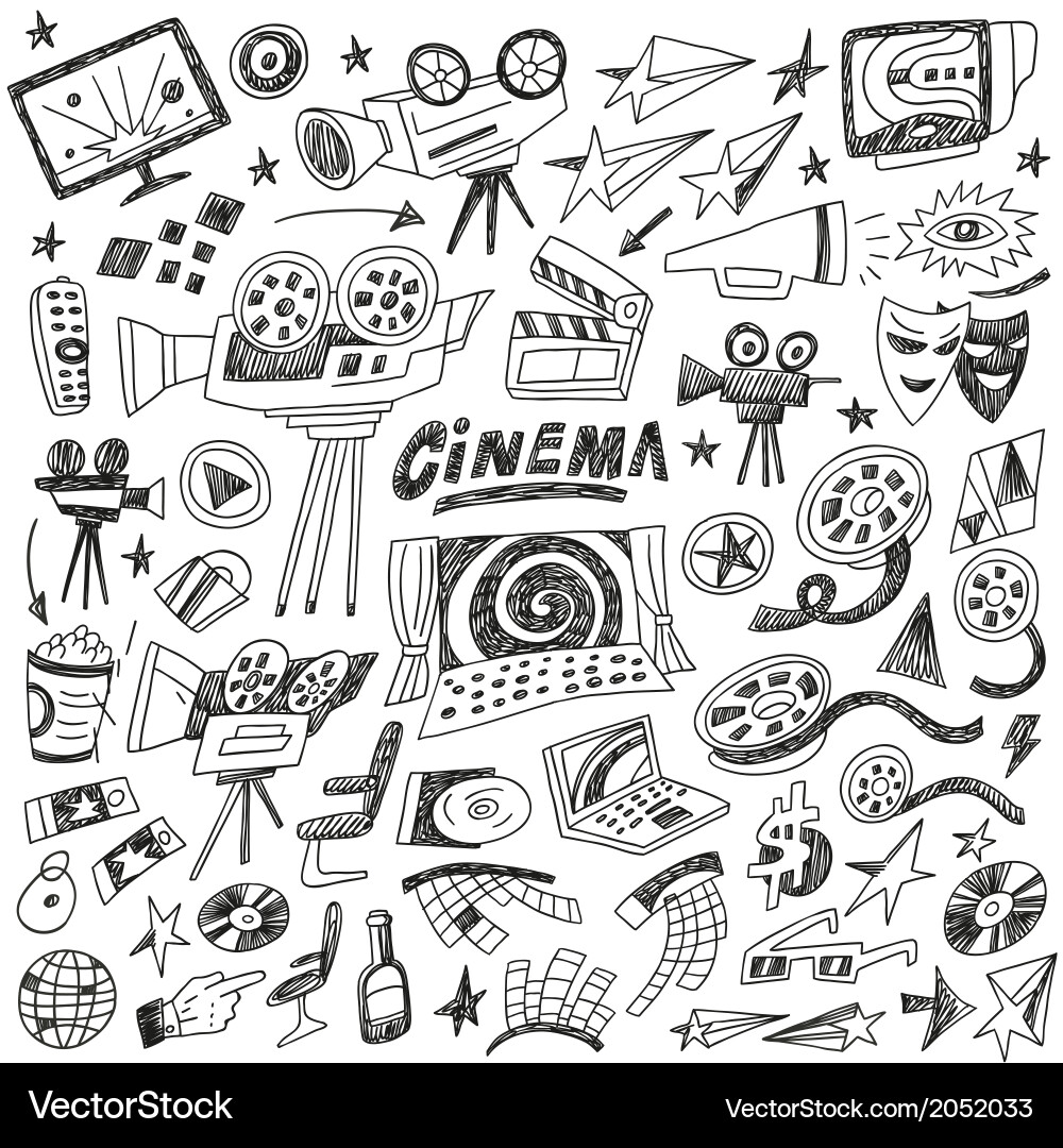 Cinema doodles Royalty Free Vector Image - VectorStock