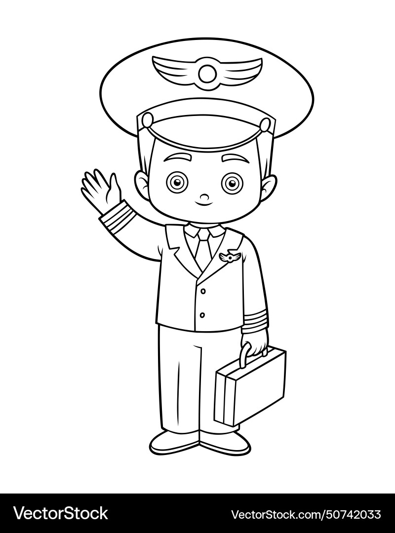 Coloring book for kids pilot Royalty Free Vector Image