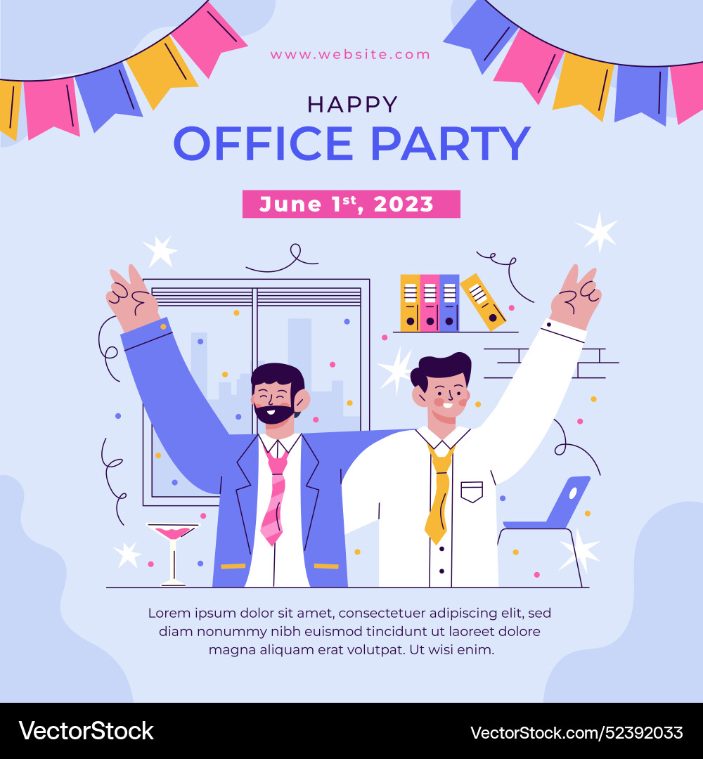 Hand drawn office party template Royalty Free Vector Image