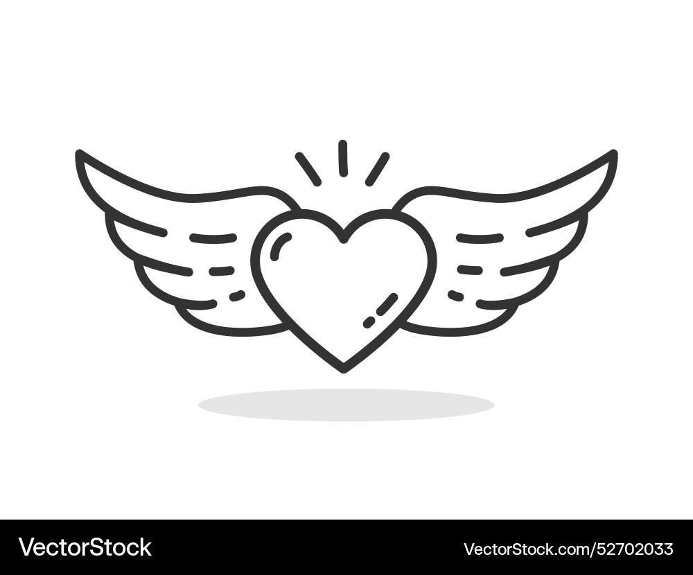 Heart with wings symbol icon isolated Royalty Free Vector