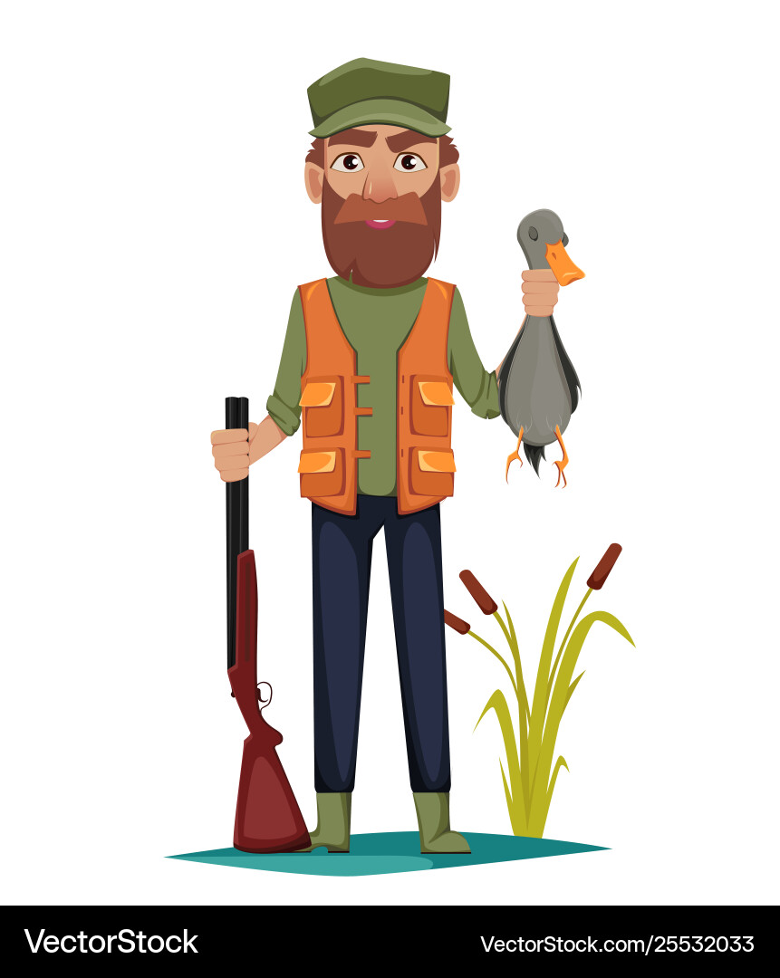 Hunter man cartoon character Royalty Free Vector Image
