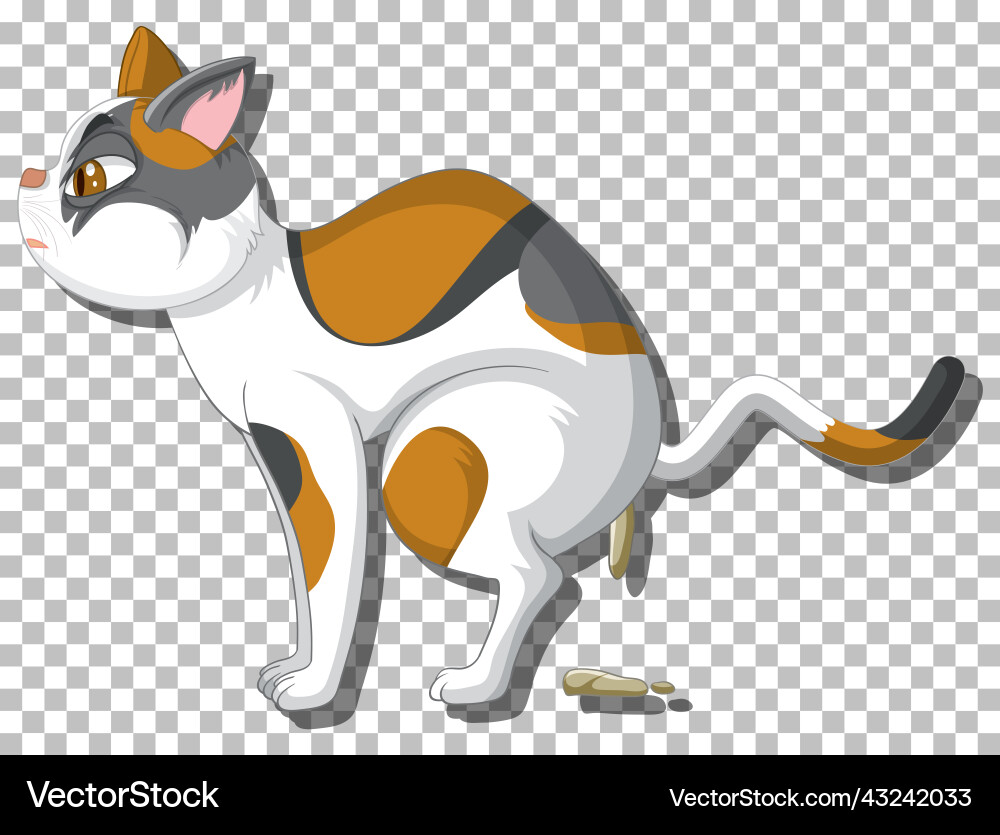 Pooping cat cartoon character Royalty Free Vector Image