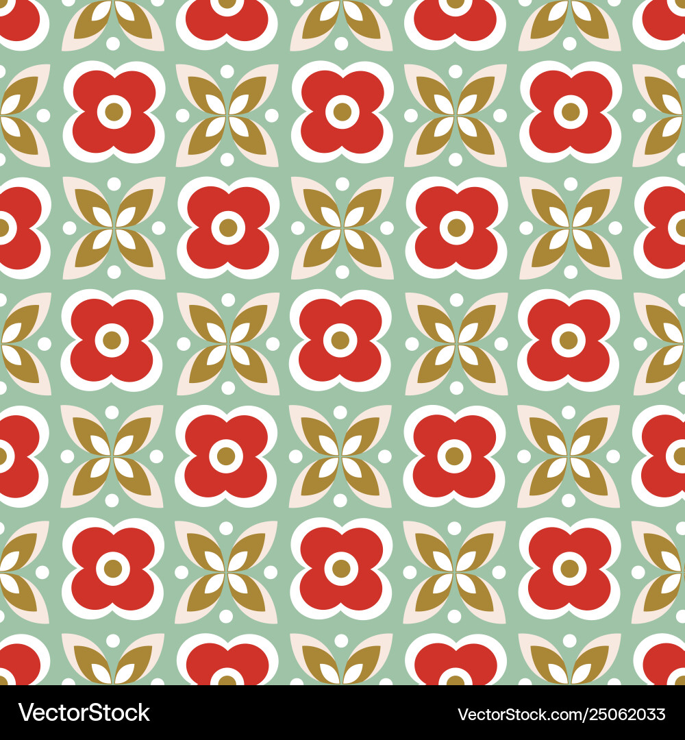Seamless repeat pattern stylized red flowers Vector Image