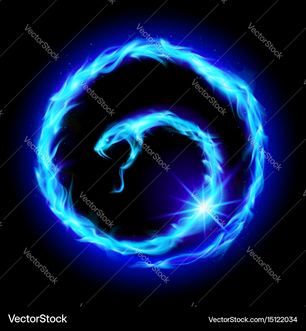 Abstract spiral blue snake on black background Vector Image