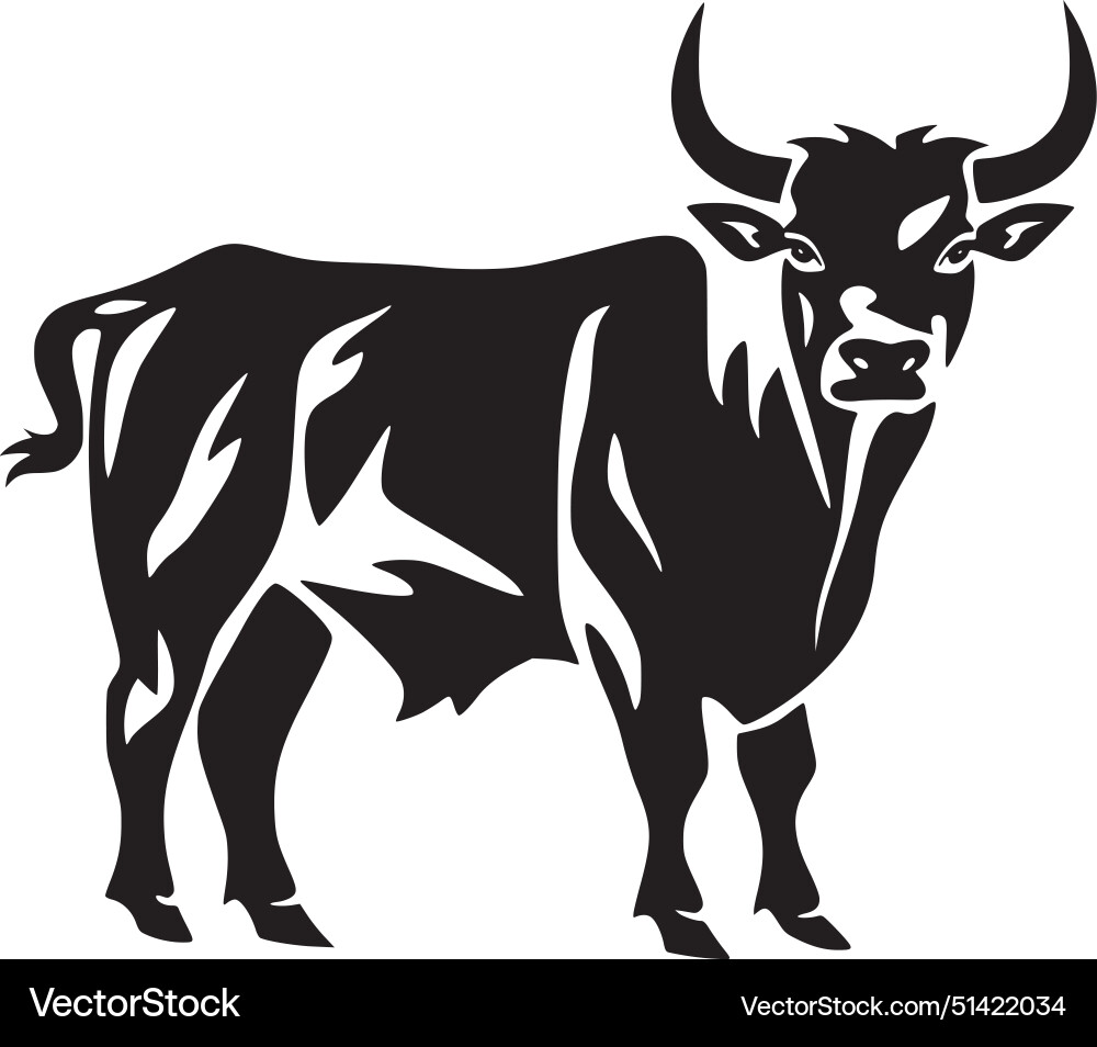 Bull - black and white Royalty Free Vector Image