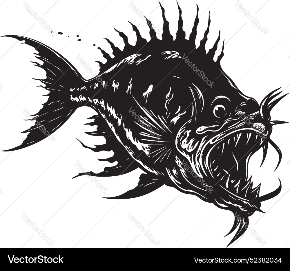 Malevolent motion evil angler fish symbolism Vector Image