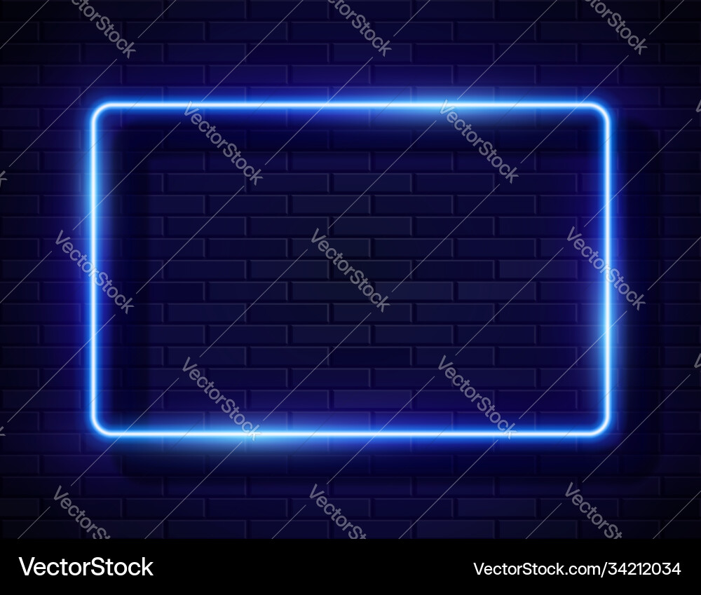 Neon Glowing Rectangle Frame Royalty Free Vector Image