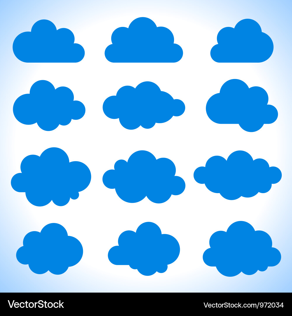Set of 16 blue clouds Royalty Free Vector Image