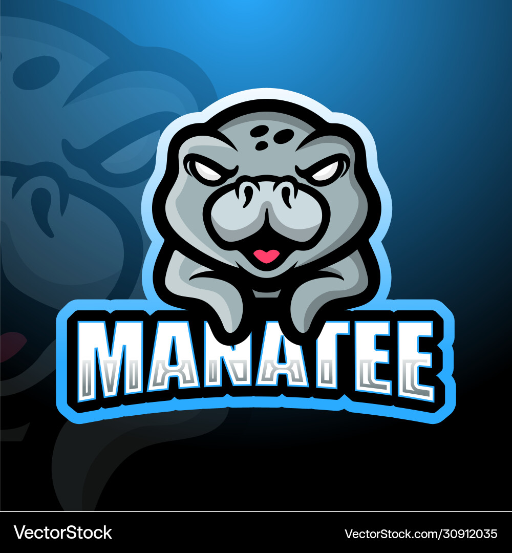 Aggressive Manatee Mascot Logo Royalty Free Vector Image