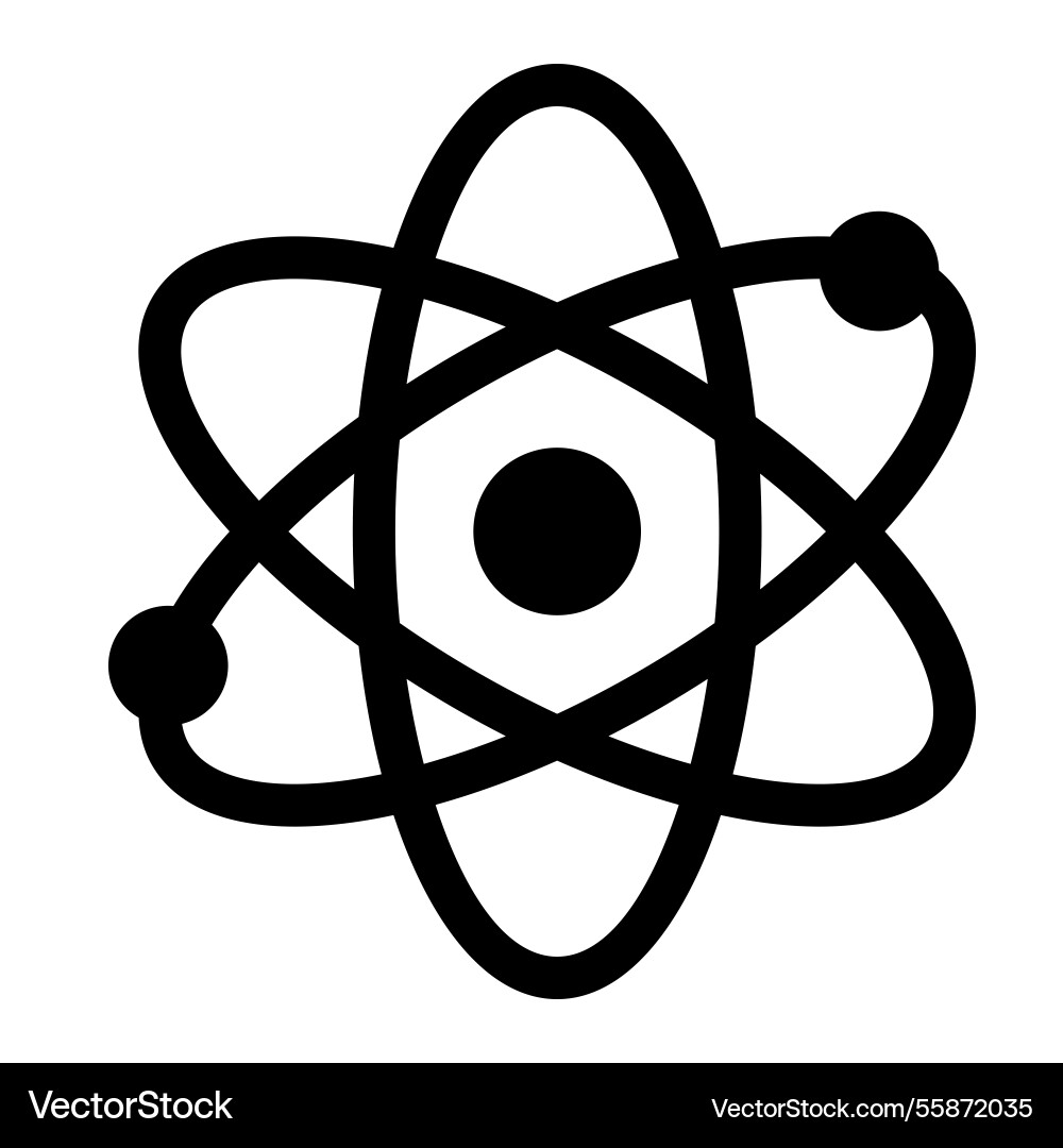 Atom black solid icon Royalty Free Vector Image