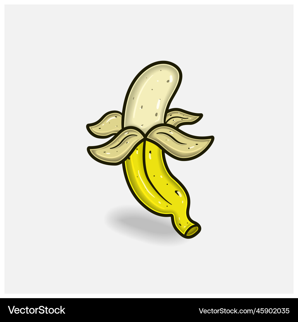 Banana fruit cartoon with simple gradient Vector Image