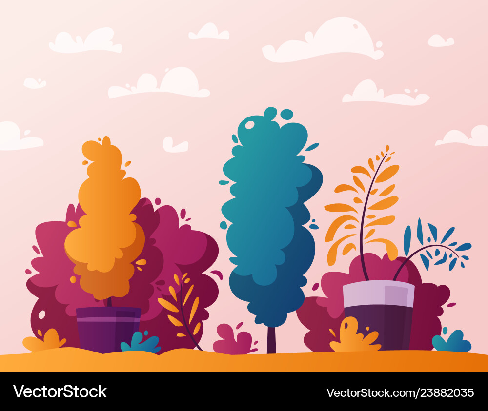 Beautiful plants cartoon Royalty Free Vector Image
