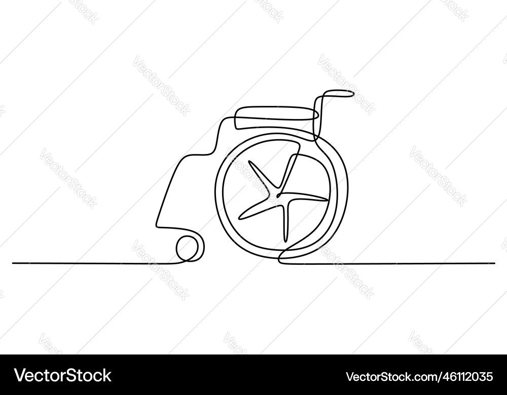Continuous one single line of wheelchair Vector Image