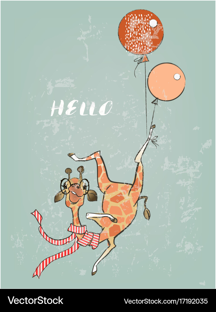 Cute cartoon flying giraffe Royalty Free Vector Image