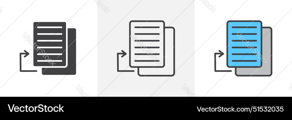 Duplicate Icon Set Copy Data Files Symbol Vector Image