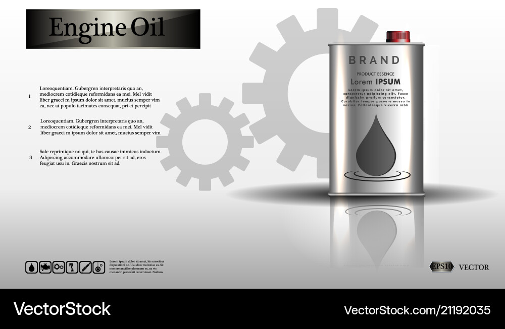Engine oil in an iron jar on a white background Vector Image