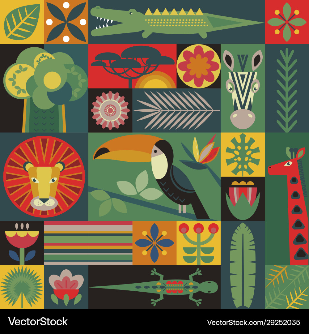 Geometric Jungle Pattern Royalty Free Vector Image
