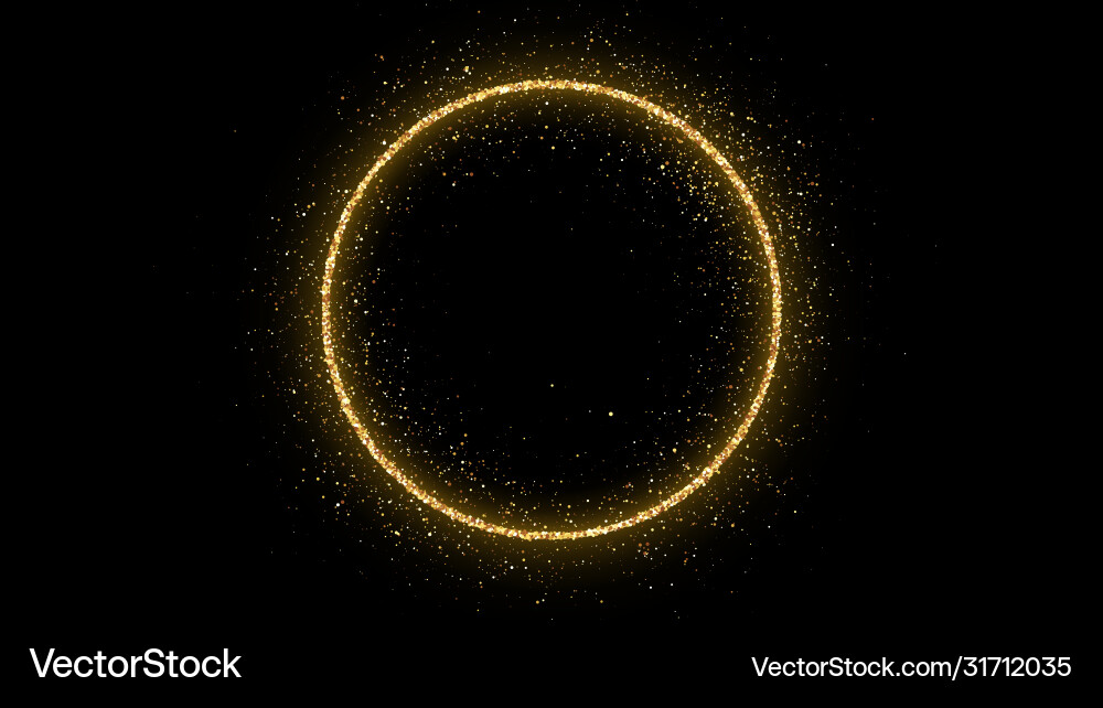 Golden circle frame with glitter Royalty Free Vector Image