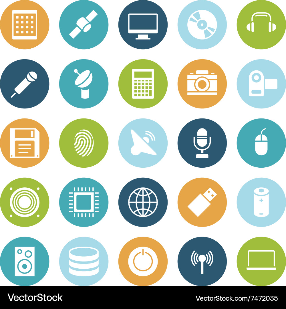 Icons plain circle technology Royalty Free Vector Image