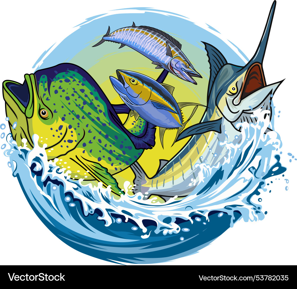 Marlin sailfish boat fishing logo vec Royalty Free Vector