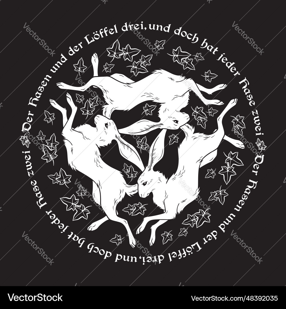 Three hares with ears medieval magic symbol Vector Image