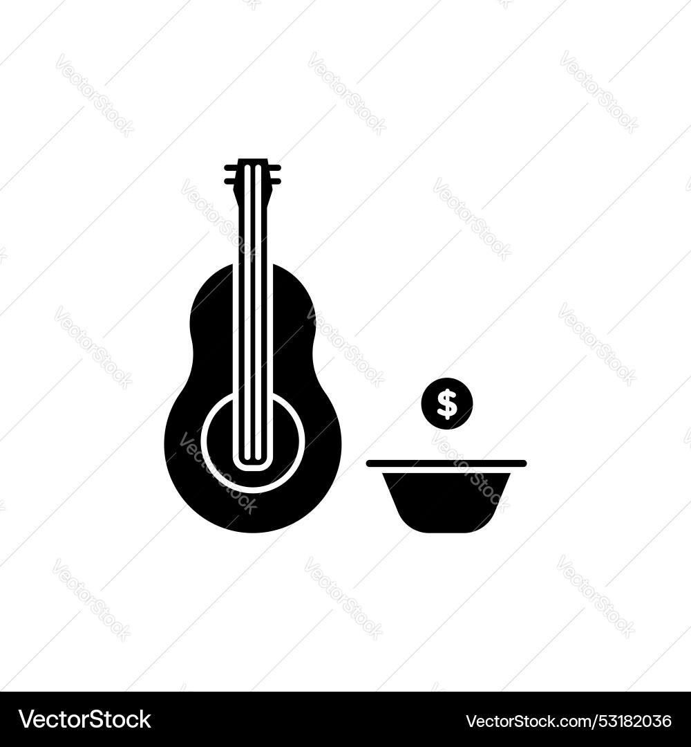 Busking icon set in black filled and outlined Vector Image