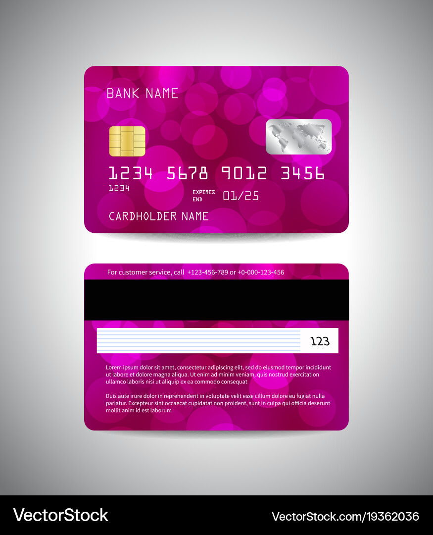 Credit cards set with pink design background Vector Image