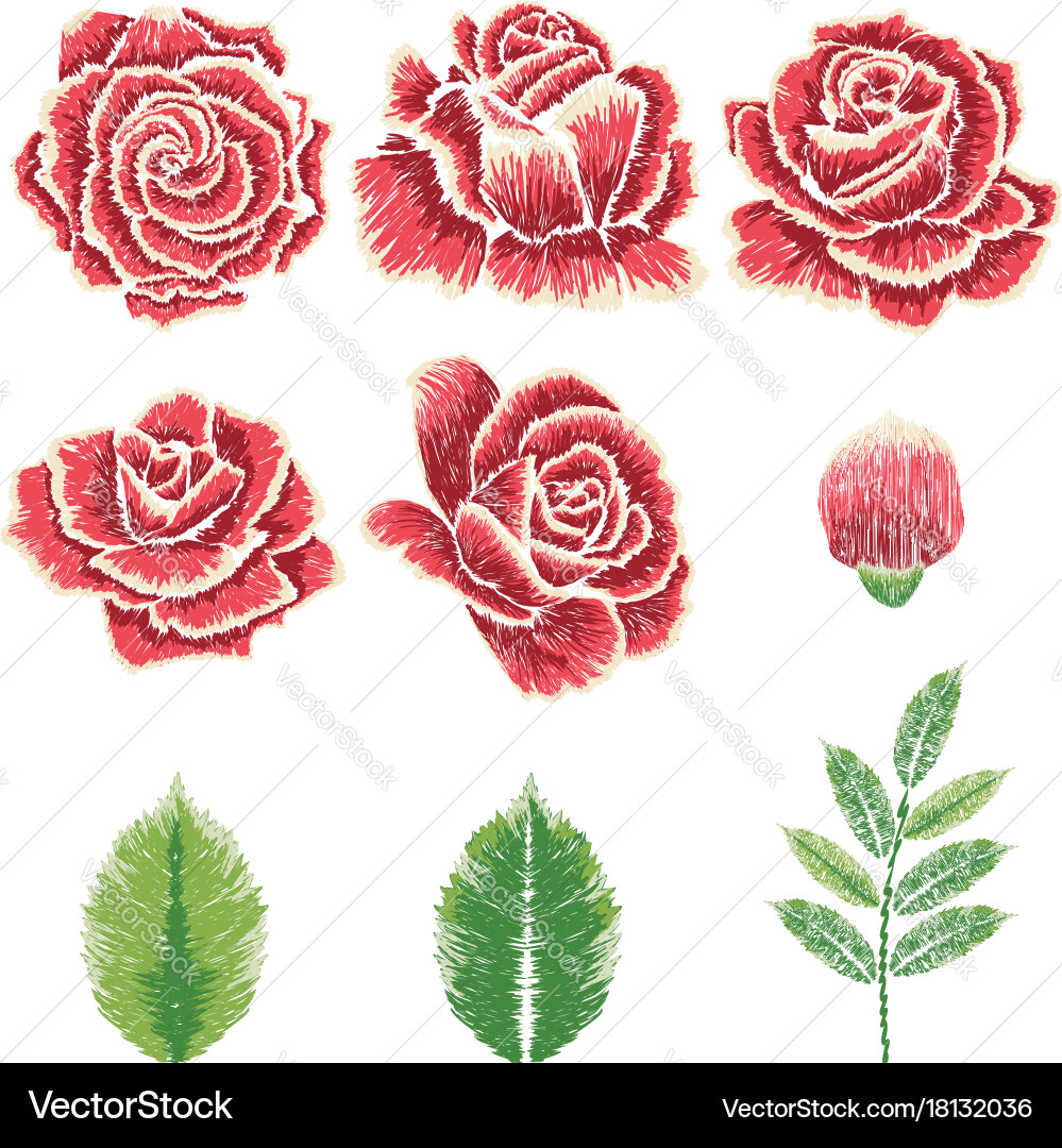 Embroidery rose ornament Royalty Free Vector Image