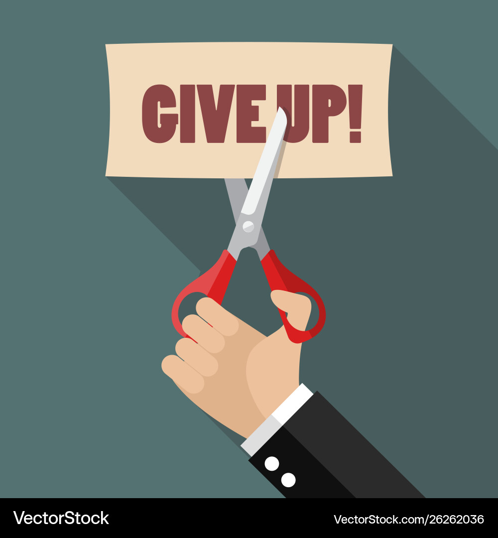 Hand cutting paper with give up word Royalty Free Vector