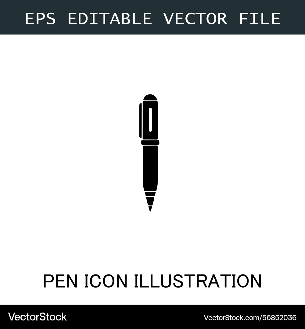 Pen icon logo image in black and white Royalty Free Vector