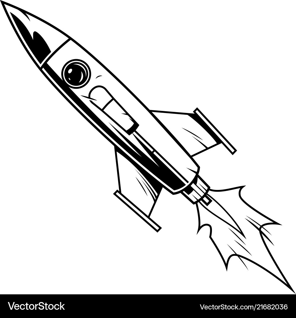 Rocket in comic style Royalty Free Vector Image
