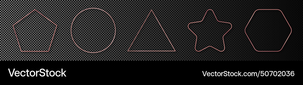 Rose gold glowing different geometric shape frame Vector Image