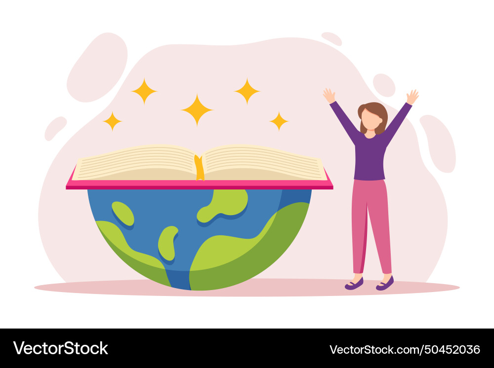 World book day flat design Royalty Free Vector Image