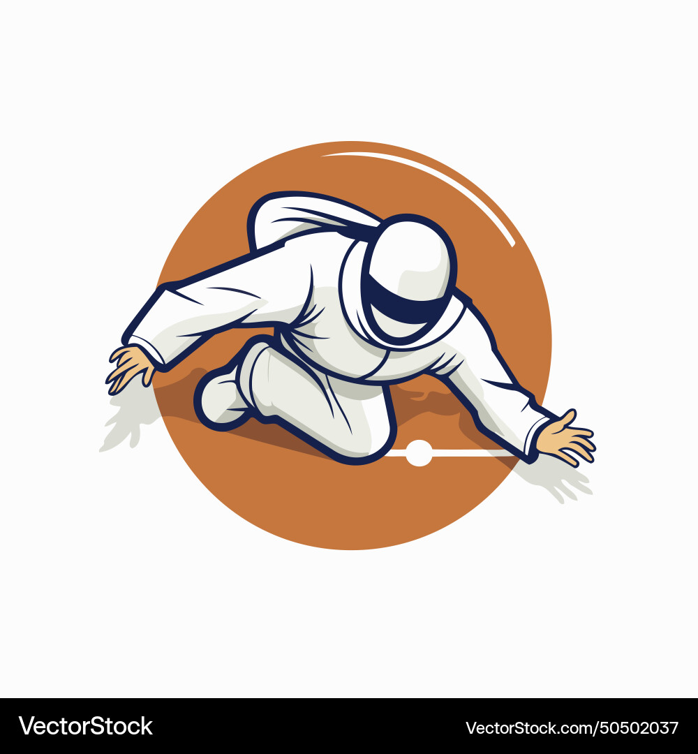 A judo player running set inside circle done Vector Image