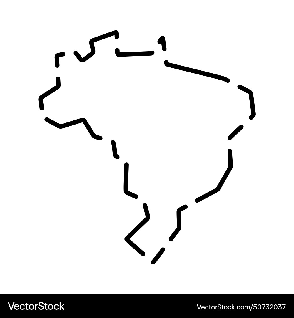 Brazil simplified broken outline map Royalty Free Vector