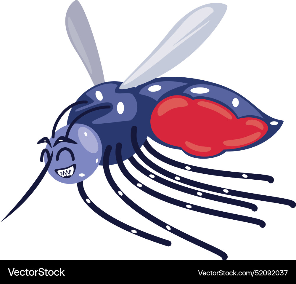 Cute mosquito flying cartoon Royalty Free Vector Image