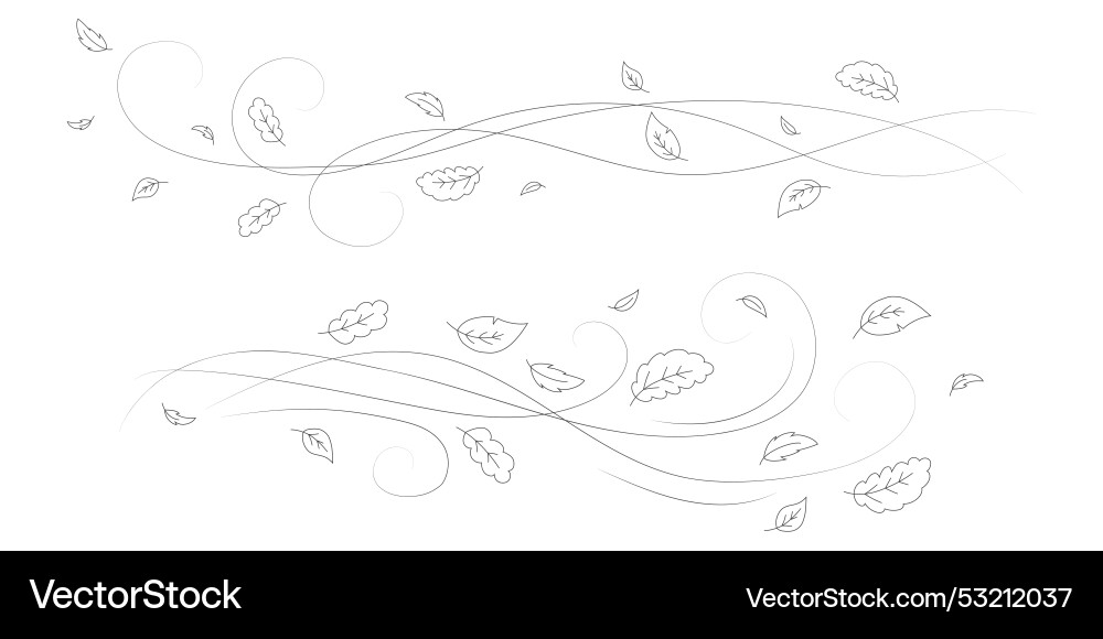 Doodle autumn leaves flying in the wind falling Vector Image