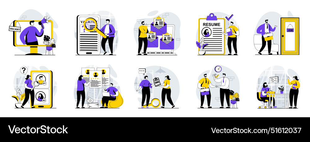 Employee hiring process web concept with people Vector Image