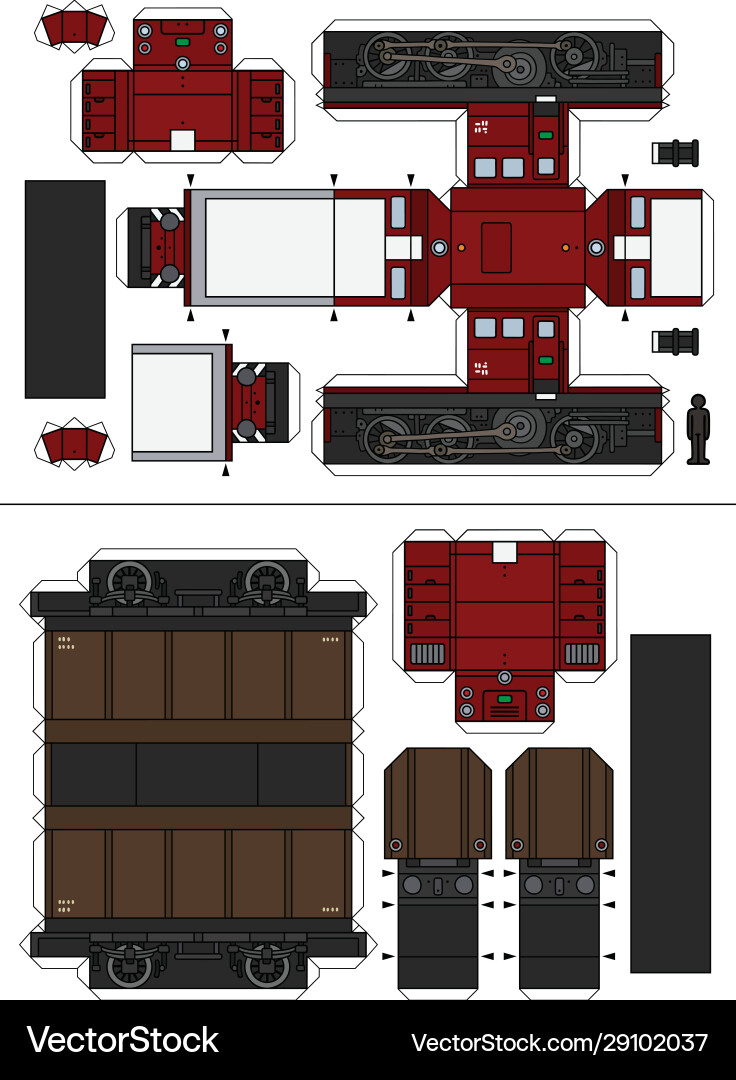 Paper model a vintage diesel train Royalty Free Vector Image