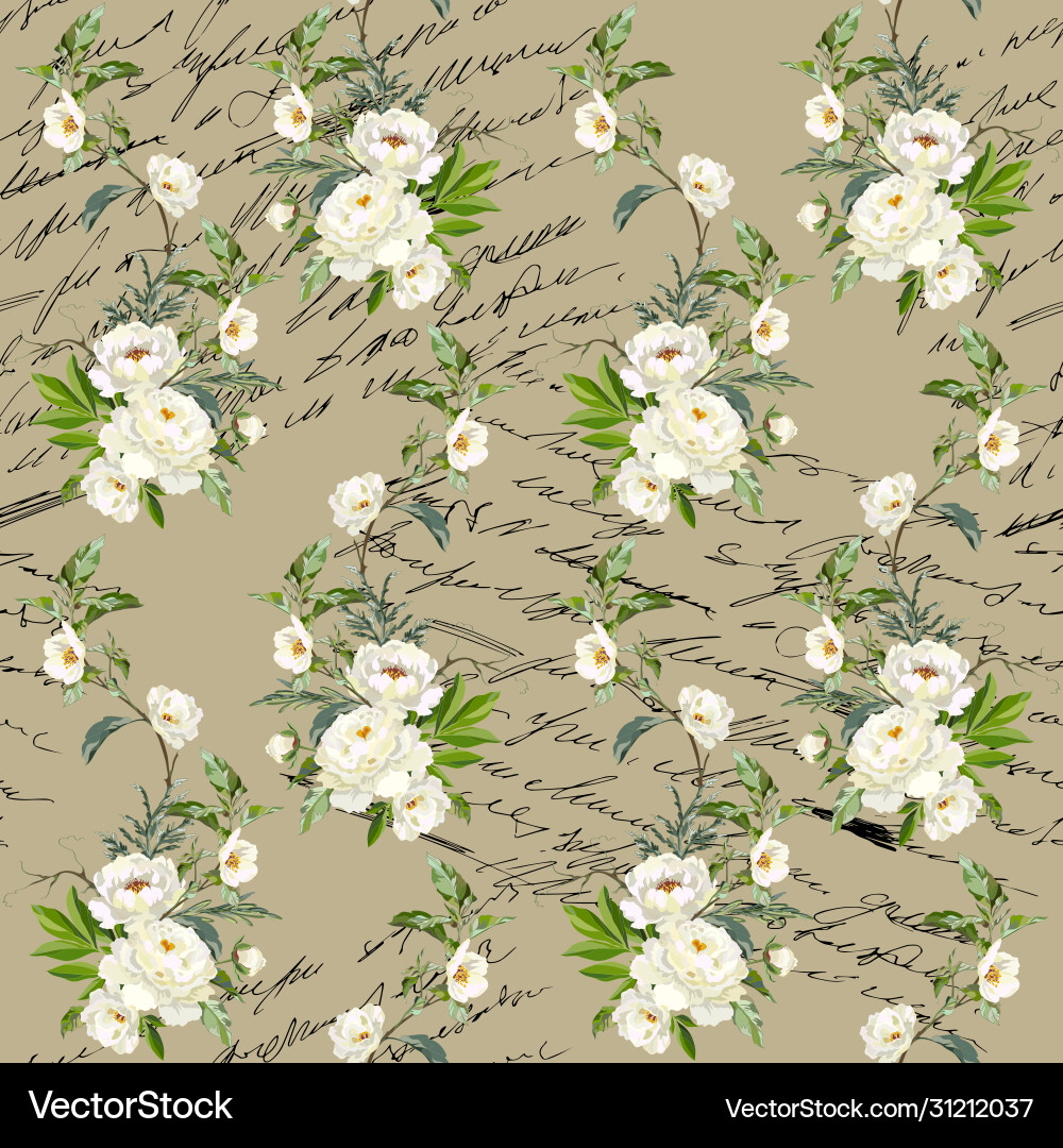 Peonies and lettering Royalty Free Vector Image