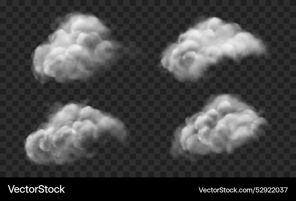 Realistic white cloud set collection on grey Vector Image