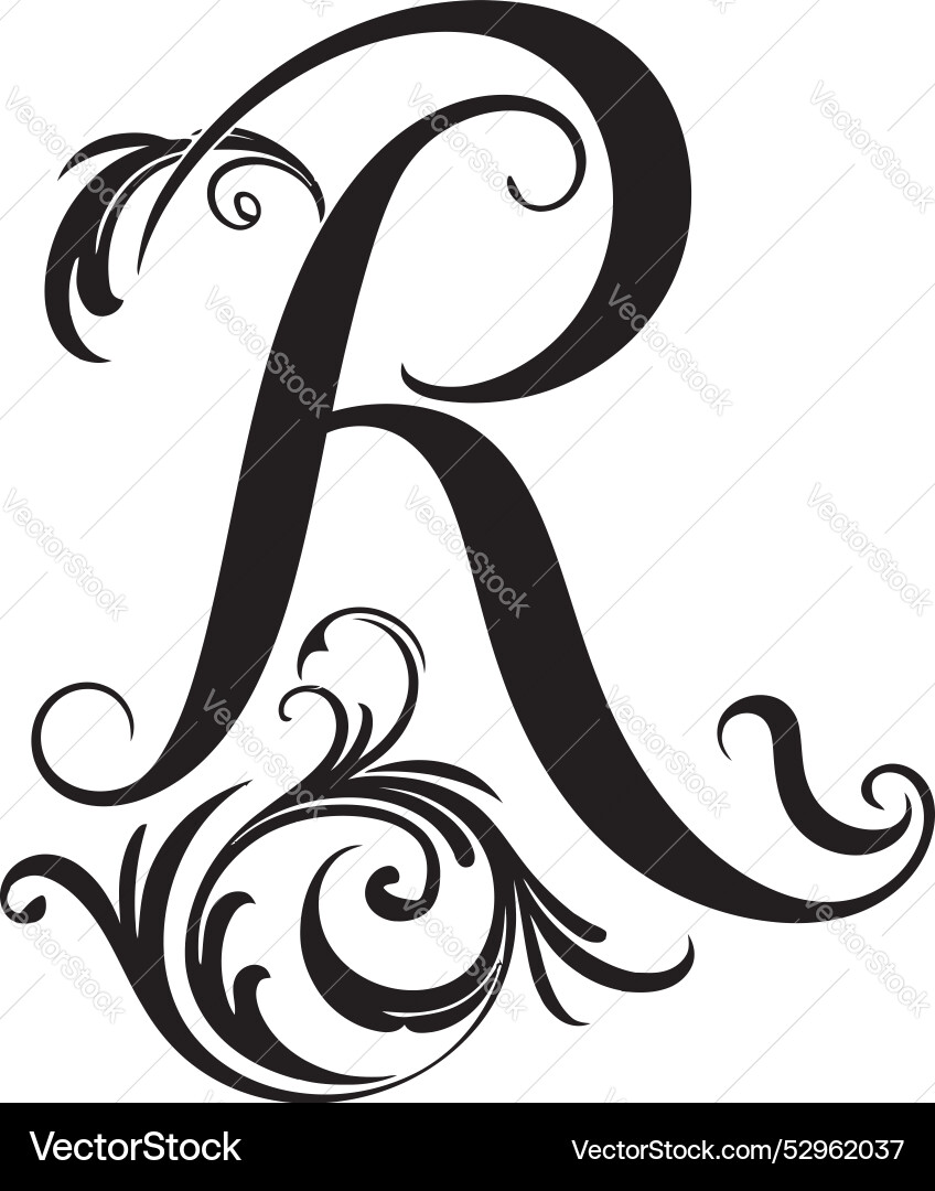 Rhapsody elegance melodic letter r art rococo Vector Image