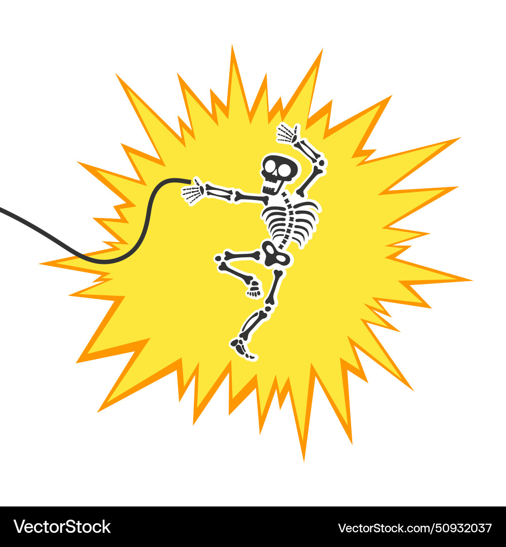 Skeleton electric shock by high voltage Royalty Free Vector