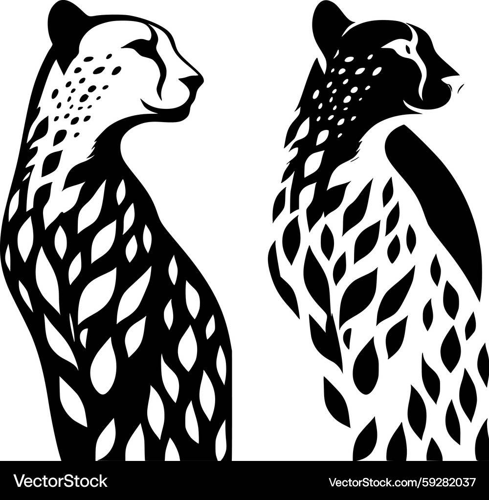 Two stylized cheetahs – Royalty-Free Vector | VectorStock