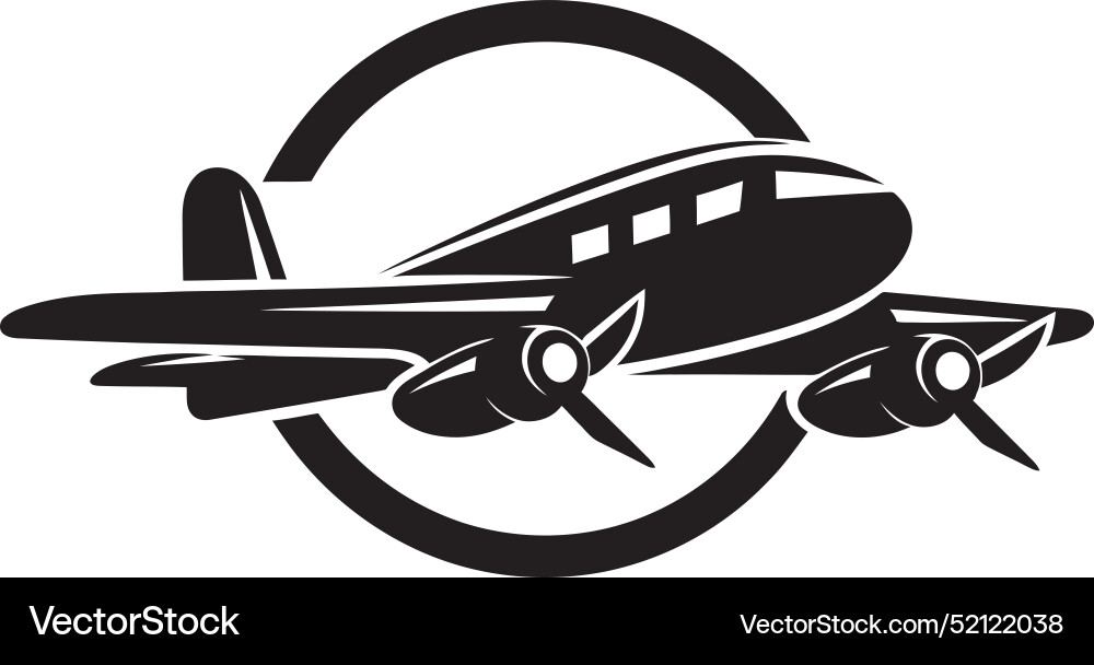 Aeronautical monochrome black aircraft Royalty Free Vector