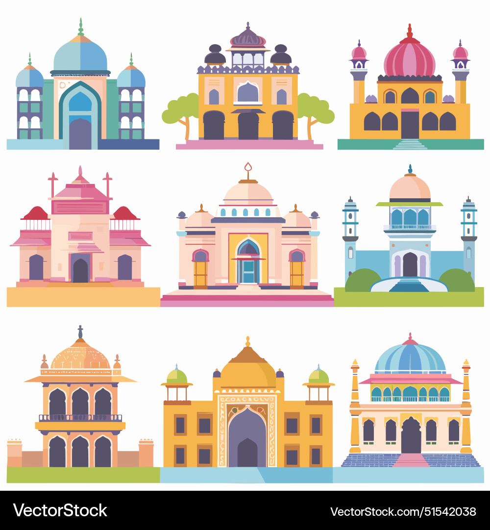 Collection colorful flat design famous buildings Vector Image