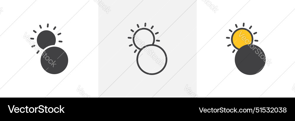 Eclipse icon set solar or moon eclipse symbol in Vector Image