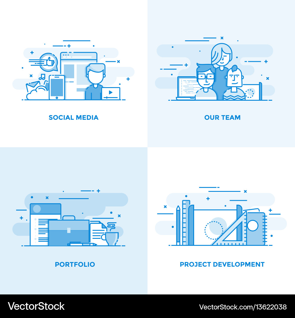 Flat line designed concepts 4 Royalty Free Vector Image