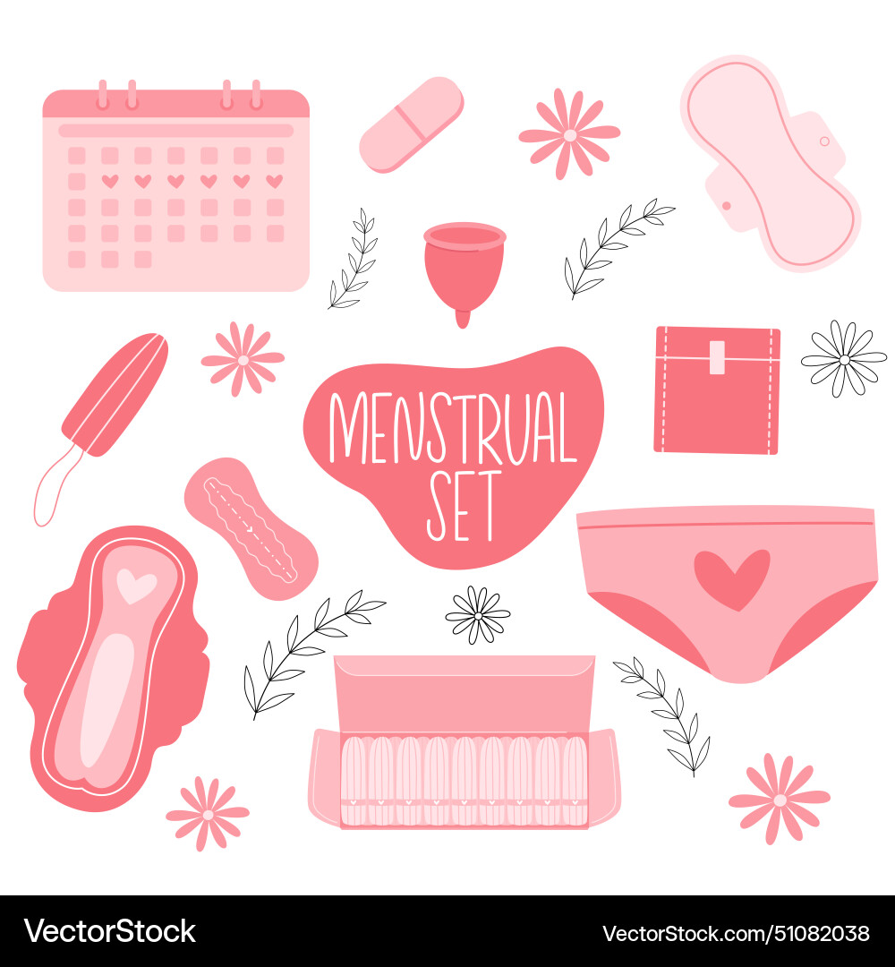 Menstrual cycle set menstruation calendar period Vector Image