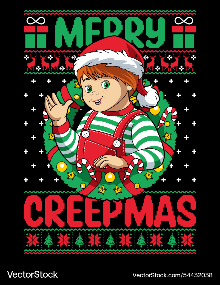 Merry creepmas chucky Royalty Free Vector Image